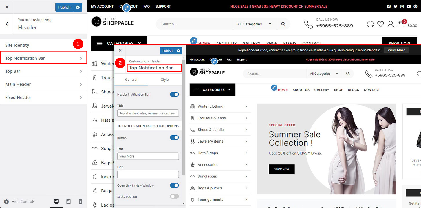 How To Setup Top Notification Bar – Bosa Themes